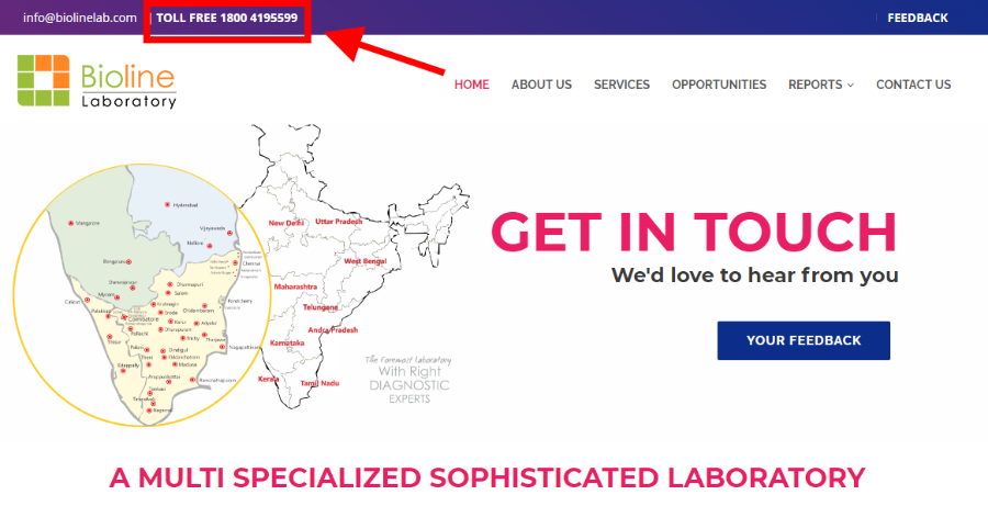 Steps to book lab visit appointment from Bioline Laboratory